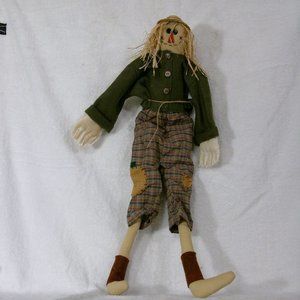 Wall Decor | Skinny Fabric Scarecrow With Real Straw Hat Checkered ...